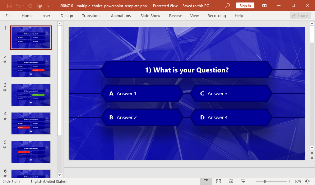 4 Options Multiple Choice PowerPoint Template FPPT