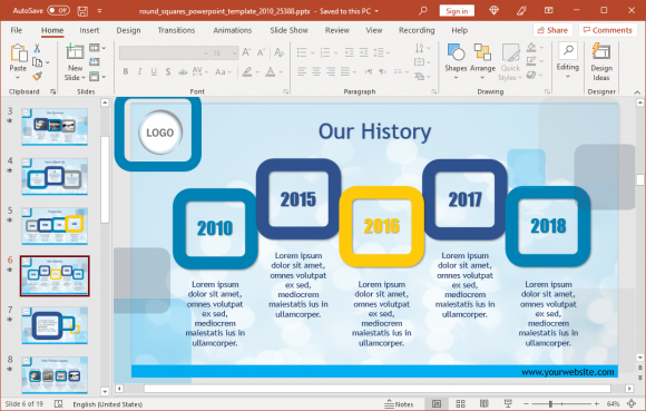 Animated Round Square PowerPoint Template