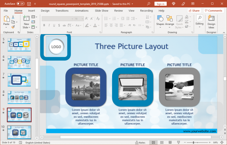 Animated Round Square PowerPoint Template