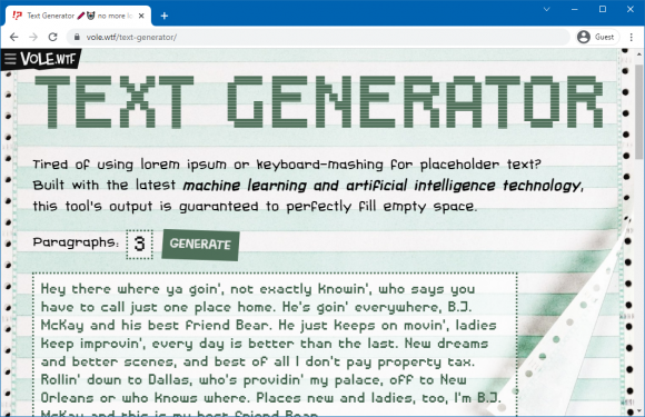 Random text generator FPPT