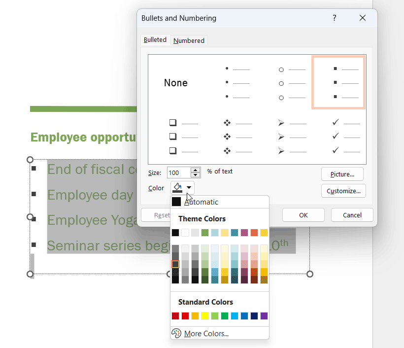 How To Change The Color Of Bullet Points In PowerPoint 