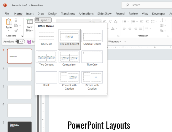 Change the PowerPoint slide layout to get audience attention