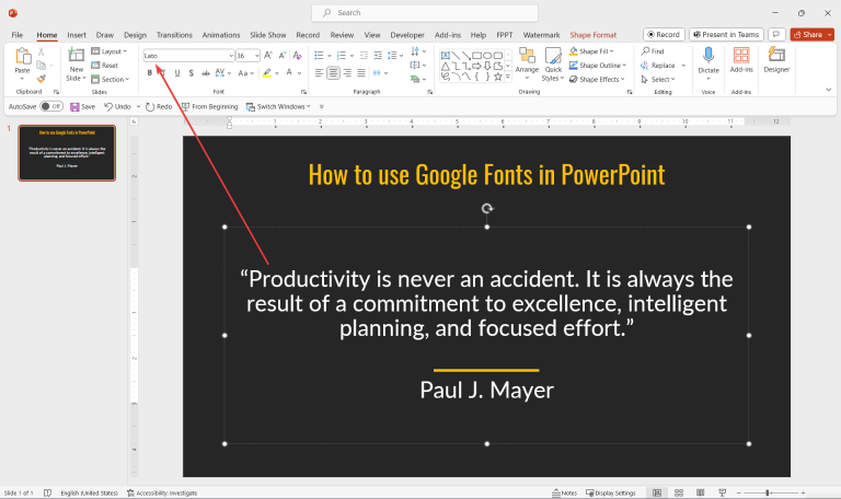 How to Use Google Fonts API in PowerPoint Presentations