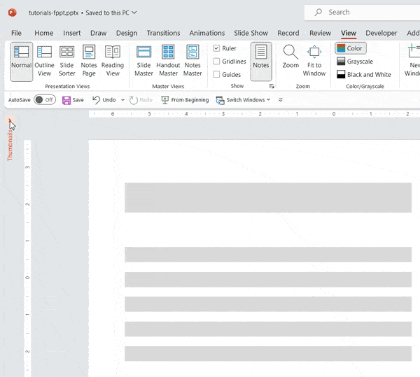 How to Show PowerPoint Left Pane with Slides and Outline