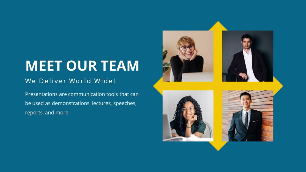 Meet Our Team Slide with 4 Placeholders - Free PowerPoint Templates